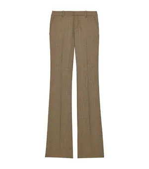Saint Laurent Wool Check Flared Trousers