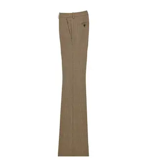 Saint Laurent Wool Check Flared Trousers
