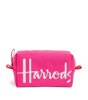 Harrods Cotton Logo Cosmetics Bag - Pink