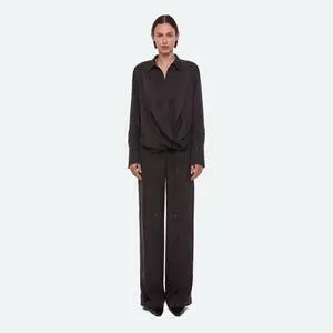Helmut Lang Fluid Drape Microsueded Tencel Shirt - Truffle