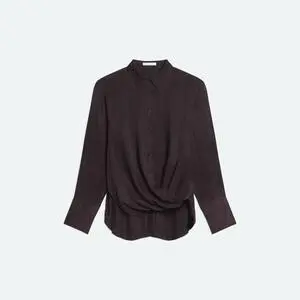 Helmut Lang Fluid Drape Microsueded Tencel Shirt - Truffle