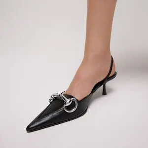Gucci Leather Horsebit Slingback Pumps - Black