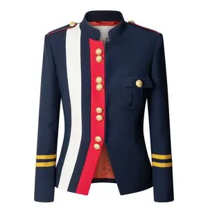 THE EXTREME COLLECTION Navy Military Jacket With Epaulets And Gold Buttons - Blue