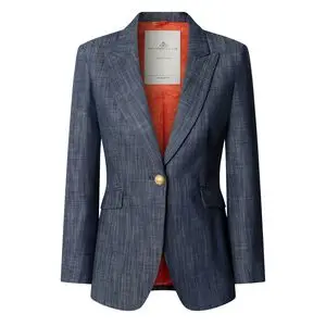 THE EXTREME COLLECTION Milan Denim Blazer With Gold Button Detail - Blue
