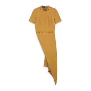 AMANDA THOMPSON COUTURE Mustard Pinstripe Asymmetrical Top