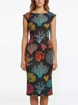 Dolce & Gabbana Sleeveless Coral Print Midi Dress