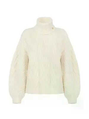 Elisabetta Franchi Knit Pullover With Turtleneck And Wide Sleeves - White