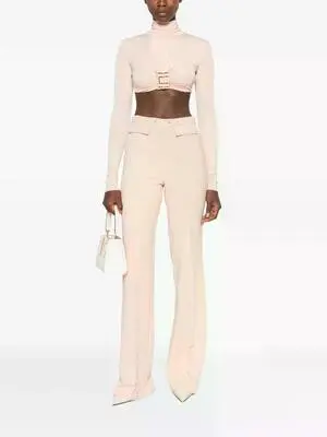 Elisabetta Franchi Logo Plaque Flared Trousers - Pink