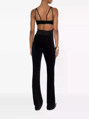 Elisabetta Franchi Draped Cut-out Bodysuit With Golden V-plaque