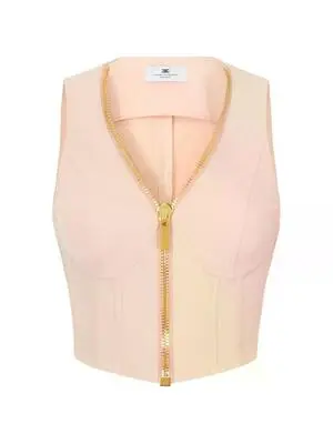Elisabetta Franchi Sleeveless Technical Fabric Top With Zip Closure