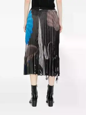 JNBY Pleated Abstract Print Midi Skirt