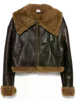 Vetements Shearling Trim Leather Jacket
