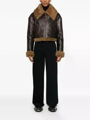 Vetements Shearling Trim Leather Jacket