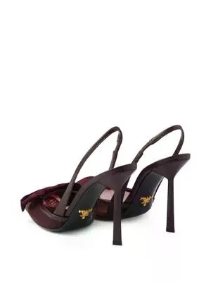 Prada Mesh Fabric Slingback Pumps With Bow Detailing