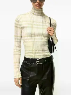 Burberry Check Viscose Turtleneck Sweater - Neutrals