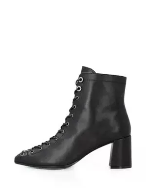 Pinko Lace-up Leather Ankle Boots With Crystal Embellished Eyelets