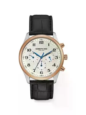 KENNETH COLE Diamond-textured Dial 42mm Watch - Silver