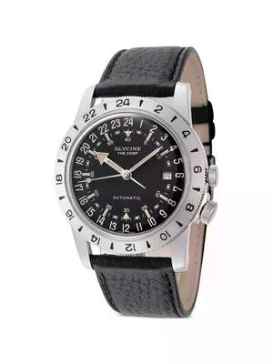 GLYCINE Airman The Chief Purist 40mm Automatic Watch With Rotating Bezel - Black