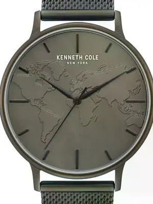KENNETH COLE 42mm World Map Motif Watch - Grey