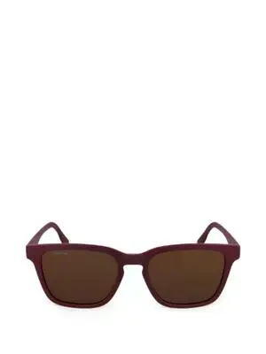 Lacoste Matte-finish Rectangle-frame Sunglasses - Red