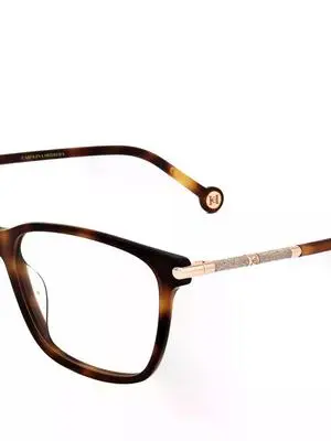 Carolina Herrera Tortoiseshell-effect Glitter-detail Glasses - Brown