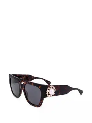 Moschino Tortoiseshell-effect Logo-plaque Sunglasses - Brown