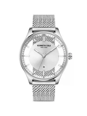 KENNETH COLE Logo-detail 42mm Watch - Silver
