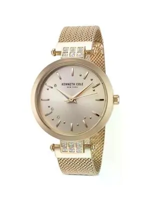 KENNETH COLE Crystal-embellished Mesh 34mm Watch - Gold
