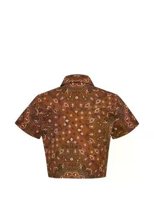 Cara Cara Paro Bandana Print Cropped Shirt - Brown