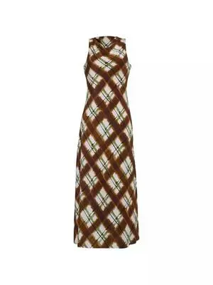 Cara Cara Plaid Print Cowl Neck Midi Dress
