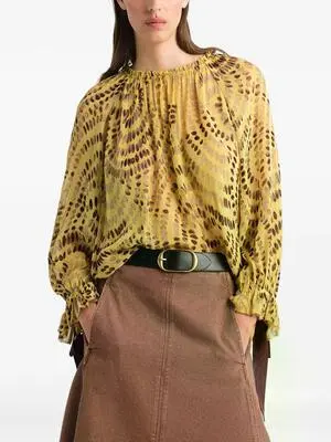 Cara Cara Cecile Abstract Print Long Sleeve Top - Yellow