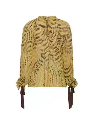 Cara Cara Cecile Abstract Print Long Sleeve Top - Yellow
