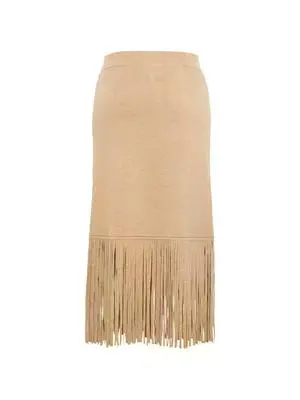 Cara Cara Delphi Midi Skirt With Fringe - Neutrals