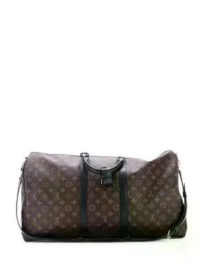 LOUIS VUITTON Keepall Bandouliere Bag Macassar Monogram Canvas 55 Travel Bag - Brown