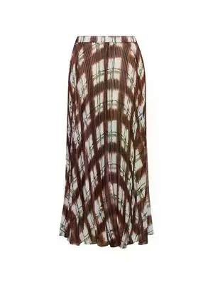 Cara Cara Pleated Plaid Maxi Skirt - Brown