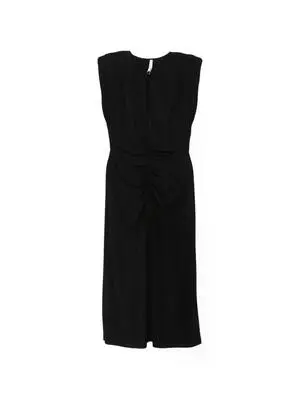 Imperial Ruched Sleeveless Midi Dress - Black