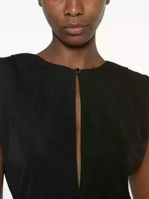 Imperial Ruched Sleeveless Midi Dress - Black