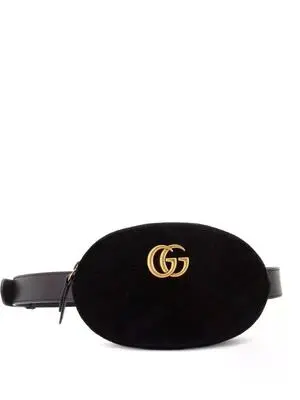 Gucci Gg Marmont Matelassé Velvet Belt Bag - Black
