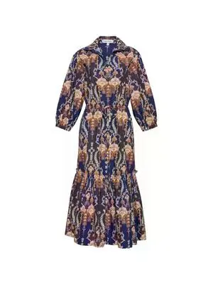 Cara Cara Hutton Floral-print Midi Dress - Blue