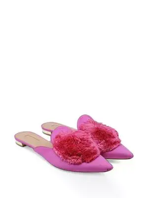 AQUAZZURA Powder Puff Pompom-embellished Mules