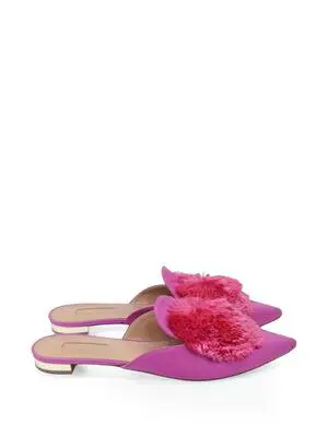 AQUAZZURA Powder Puff Pompom-embellished Mules