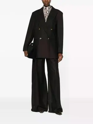 LE SULLY STUDIO Pleated Wide-leg Palazzo Pants - Brown