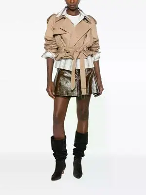 Sportmax Patent Finish A-line Mini Skirt - Brown