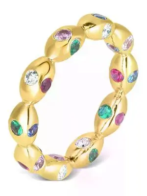 CICADA JEWELRY Sapphire And Ruby Bubble Ring In 18k Yellow - Gold
