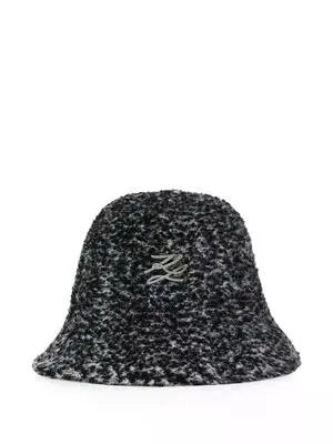 Karl Lagerfeld K/autograph Bouclé Bucket Hat - Black