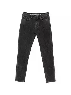 Emporio Armani Logo-plaque Straight-leg Jeans - Black