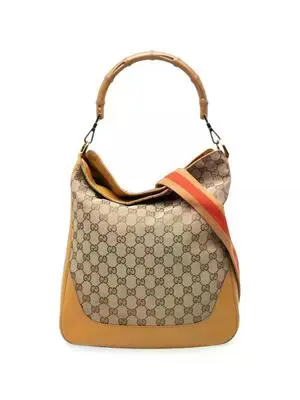Gucci 2000-2015 Gg Canvas Bamboo Web Satchel - Neutrals