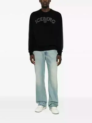 Iceberg Logo-embroidered Side-stripe Sweater - Black