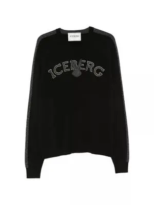 Iceberg Logo-embroidered Side-stripe Crew Neck Sweater