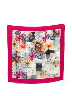 D'ANIELLO Butterfly-print Square Scarf - Neutrals